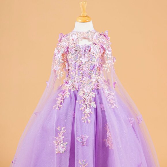 GL | Dresses | New Tulle Long Ball Dress For Girls W Floral Applique ...